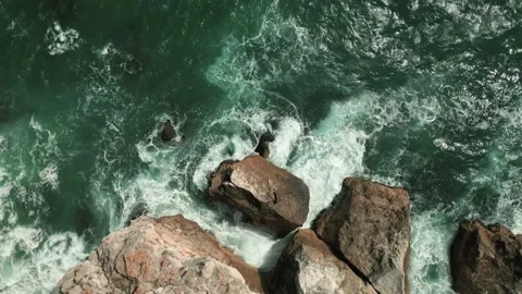 aerial top down revealing rock cliff geo... | Stock Video | Pond5