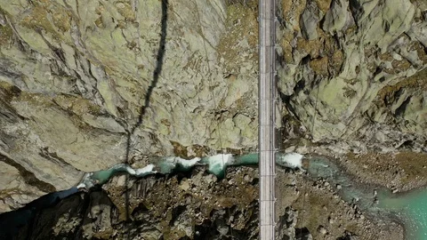 Aerial top down shot of high bridge betw... | Stock Video | Pond5