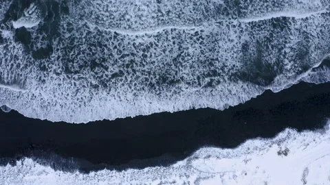 Aerial top down shot of ocean waves reac... | Stock Video | Pond5