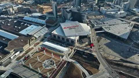 Aerial top down shot of State Farm Arena... | Stock Video | Pond5