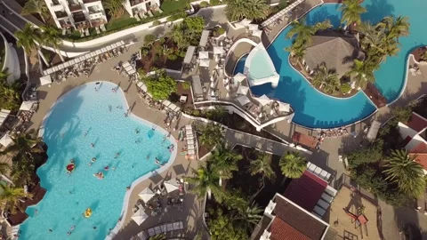aerial top down swimming pool with touri... | Stock Video | Pond5