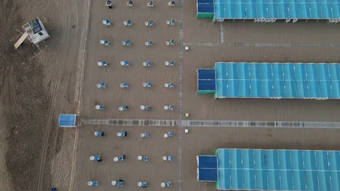 Aerial top down view blue beach resort. ... | Stock Video | Pond5