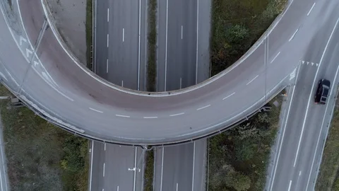Aerial top down view of elevated highway... | Stock Video | Pond5
