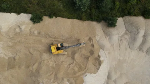Aerial top down view on excavator is wor... | Stock Video | Pond5