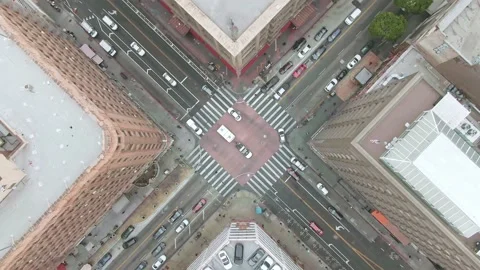 Aerial top-down view Los Angeles street.... | Stock Video | Pond5