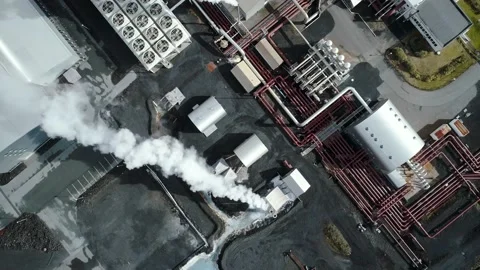 Aerial top down view of modern geotherma... | Stock Video | Pond5