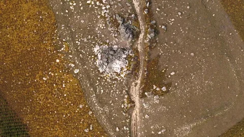 Aerial top down view of Penedo dos Lobos... | Stock Video | Pond5