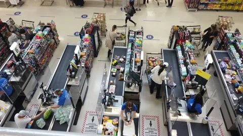 Aerial Top Down View People Grocery Shop... | Stock Video | Pond5