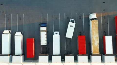 Aerial top-down view of a semi-trailer t... | Stock Video | Pond5