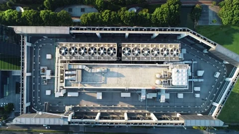 Aerial top down view of ventilation and ... | Stock Video | Pond5