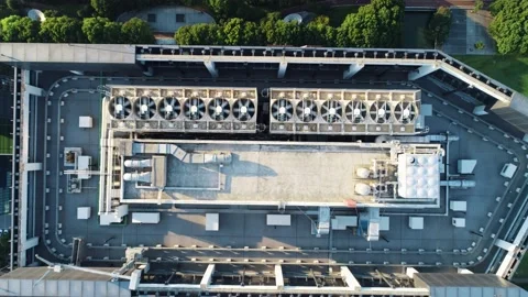 Aerial top down view of ventilation and ... | Stock Video | Pond5