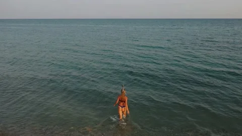 Aerial top view 4k footage above clear s... | Stock Video | Pond5