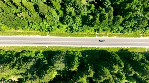Aerial Top view of an asphalt road in th... | Stock Video | Pond5