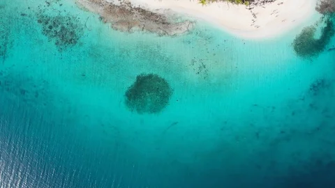 Aerial top view of the beautiful blue wa... | Stock Video | Pond5