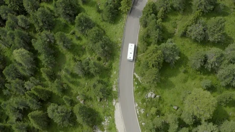 Aerial top view of bus on highway amidst... | Stock Video | Pond5