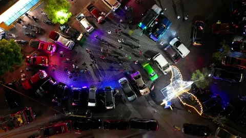 Aerial top view car park in row during c... | Stock Video | Pond5