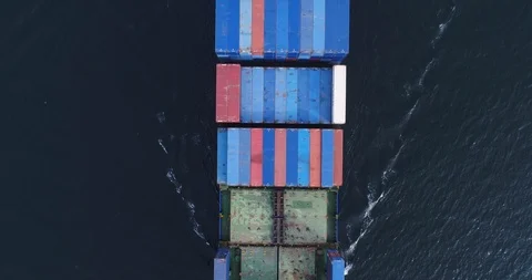 Aerial top view of cargo container ship ... | Stock Video | Pond5