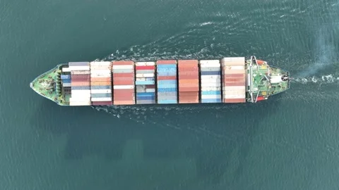 Aerial top view of cargo container ship ... | Stock Video | Pond5