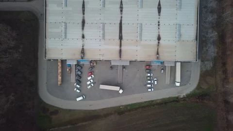 Aerial top view of a cargo truck moving ... | Stock Video | Pond5