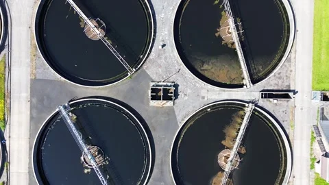 Aerial top view of circular ponds in was... | Stock Video | Pond5