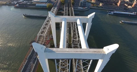 Aerial top view of dordrecht bridge, Net... | Stock Video | Pond5