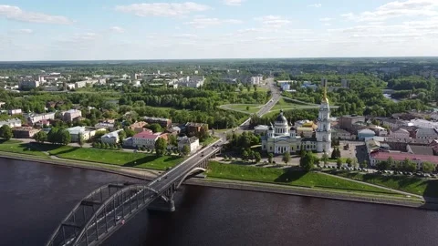 Aerial Top View A Drone Of Rybinsk city ... | Stock Video | Pond5