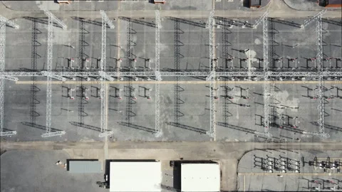 Aerial top view electric substation indu... | Stock Video | Pond5