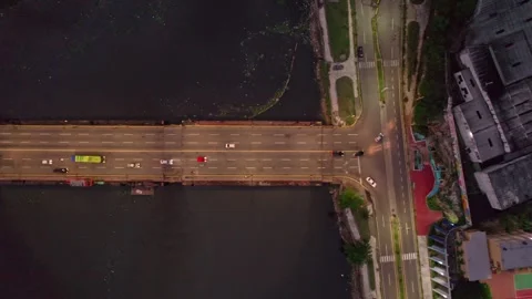 Aerial Top View of Floating Bridge over ... | Stock Video | Pond5