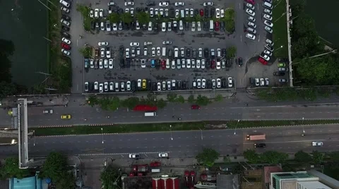 aerial top view follow the red bus movin... | Stock Video | Pond5