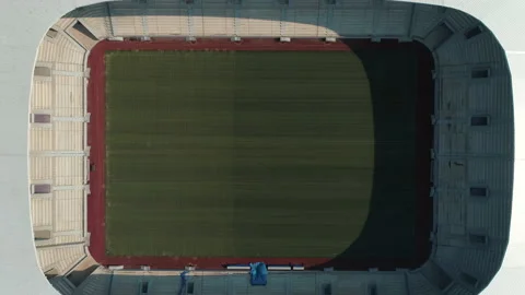 Aerial top view of Football stadium cons... | Stock Video | Pond5