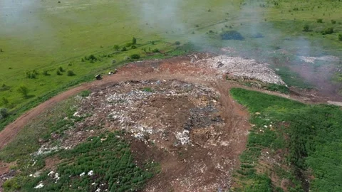 Aerial top view of A Huge Waste, garbage... | Stock Video | Pond5