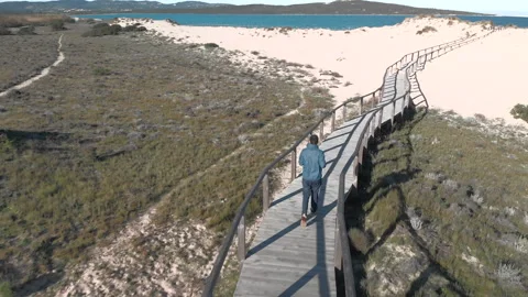 aerial top view of a man running in a wo... | Stock Video | Pond5