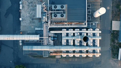 Aerial top view of the modern factory wi... | Stock Video | Pond5