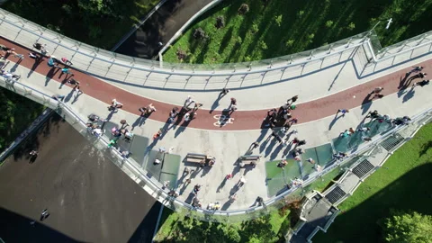 Aerial Top View of Pedestrian Glass Brid... | Stock Video | Pond5