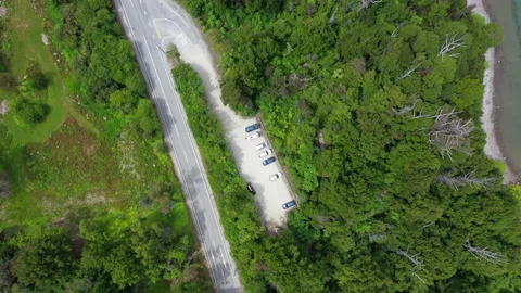 Aerial top view of person by vehicles am... | Stock Video | Pond5