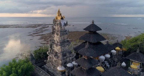 Aerial top view of Pura Geger temple at ... | Stock Video | Pond5