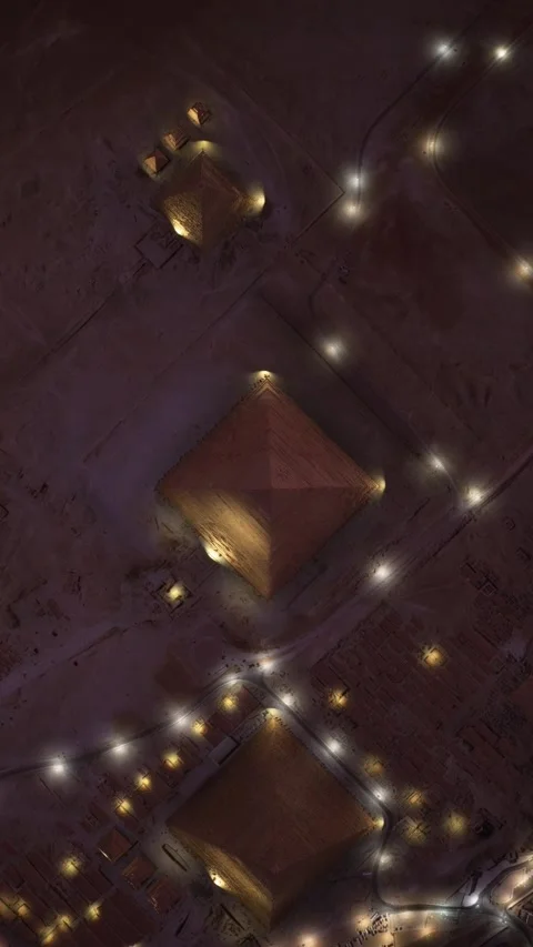 Aerial top view of the Pyramids of Giza ... | Stock Video | Pond5