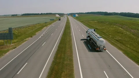 Aerial top view. Rear view of giant tank... | Stock Video | Pond5