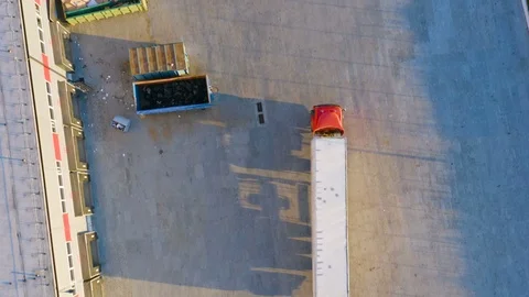 Aerial top view of a semi-trailer truck ... | Stock Video | Pond5