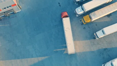 Aerial top view of a semi-trailer truck ... | Stock Video | Pond5