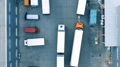 Aerial top view of a semi-trailer truck ... | Stock Video | Pond5