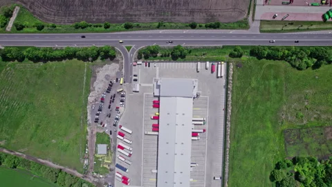 Aerial top view of a of semi-trailer tru... | Stock Video | Pond5