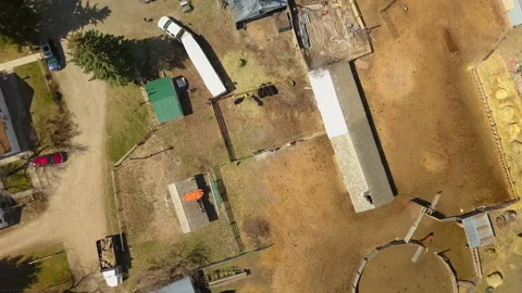 Aerial Top View Shot Of Cattle In Ranch ... | Stock Video | Pond5