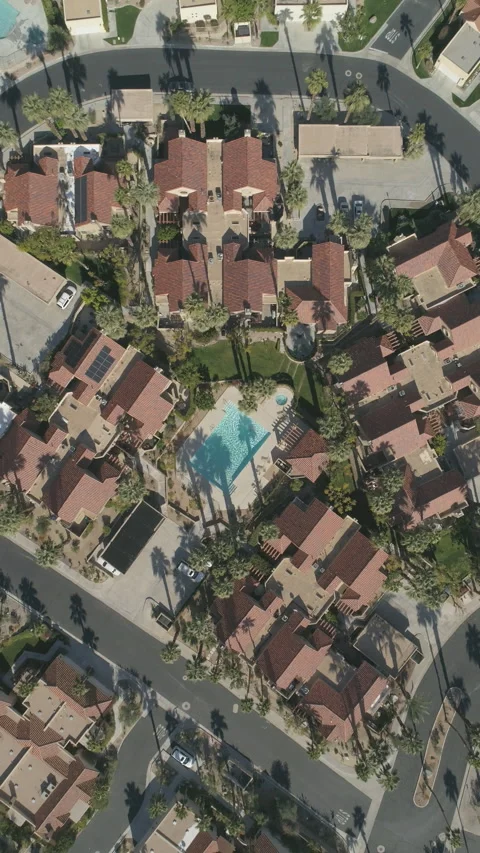 Aerial top view shot of neighborhood wit... | Stock Video | Pond5