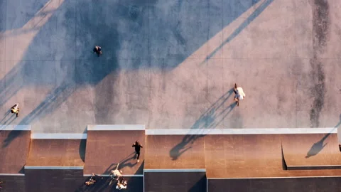 Aerial top view of skatepark during suns... | Stock Video | Pond5