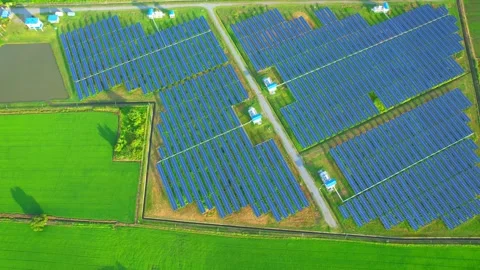 Aerial Top View of Solar Farm. 4k drone ... | Stock Video | Pond5