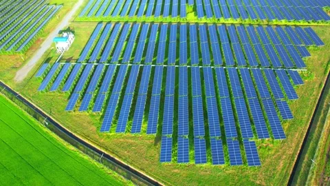 Aerial Top View of Solar Farm. 4k drone ... | Stock Video | Pond5