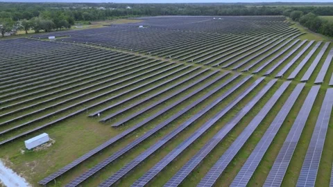 Aerial Top View of Solar Farm with Sunli... | Stock Video | Pond5
