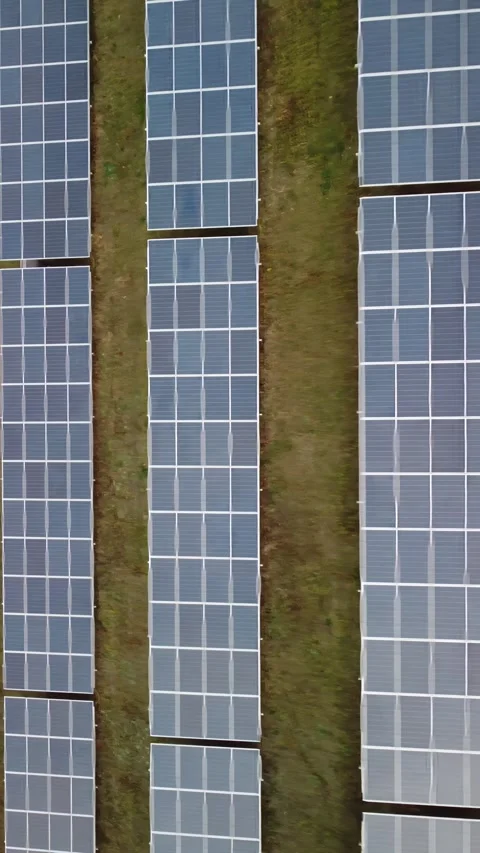Aerial top view of solar panels power pl... | Stock Video | Pond5