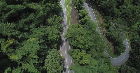 Aerial top view top view of the road thr... | Stock Video | Pond5